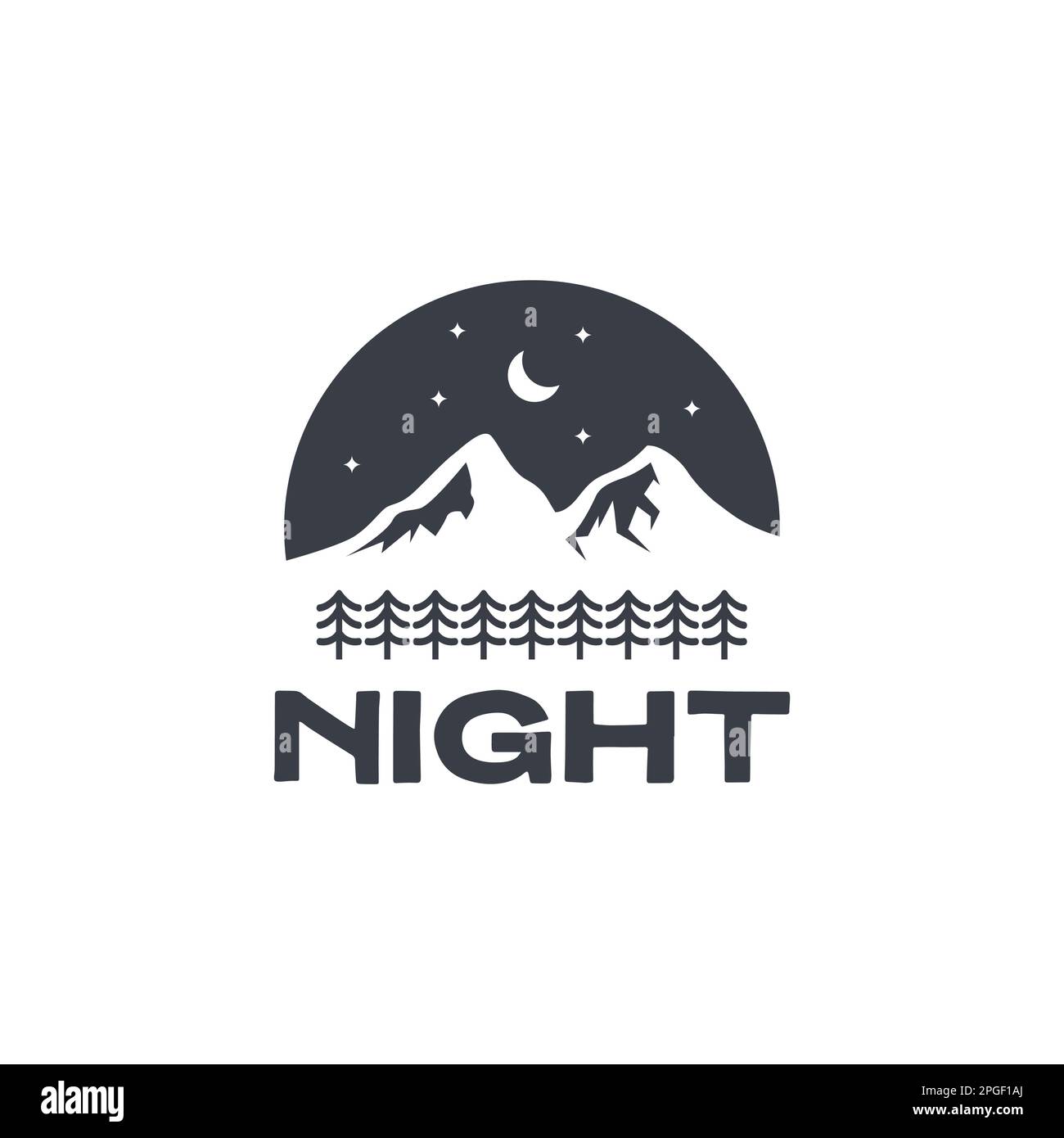 night panoramic view forest park trees mountain space crescent logo ...