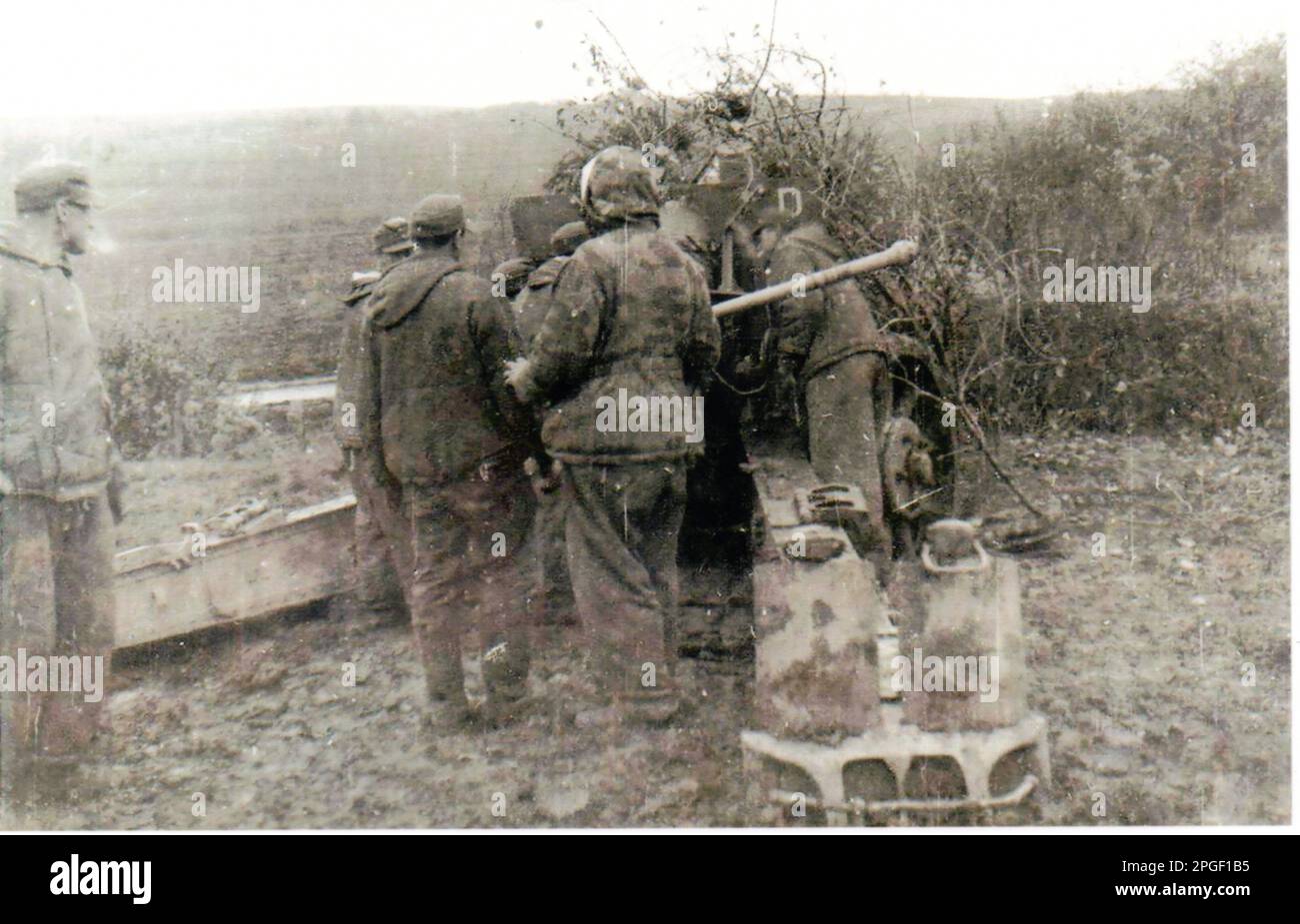 World War Two B&W photo Captured Russian Artillery is firing on Russian ...