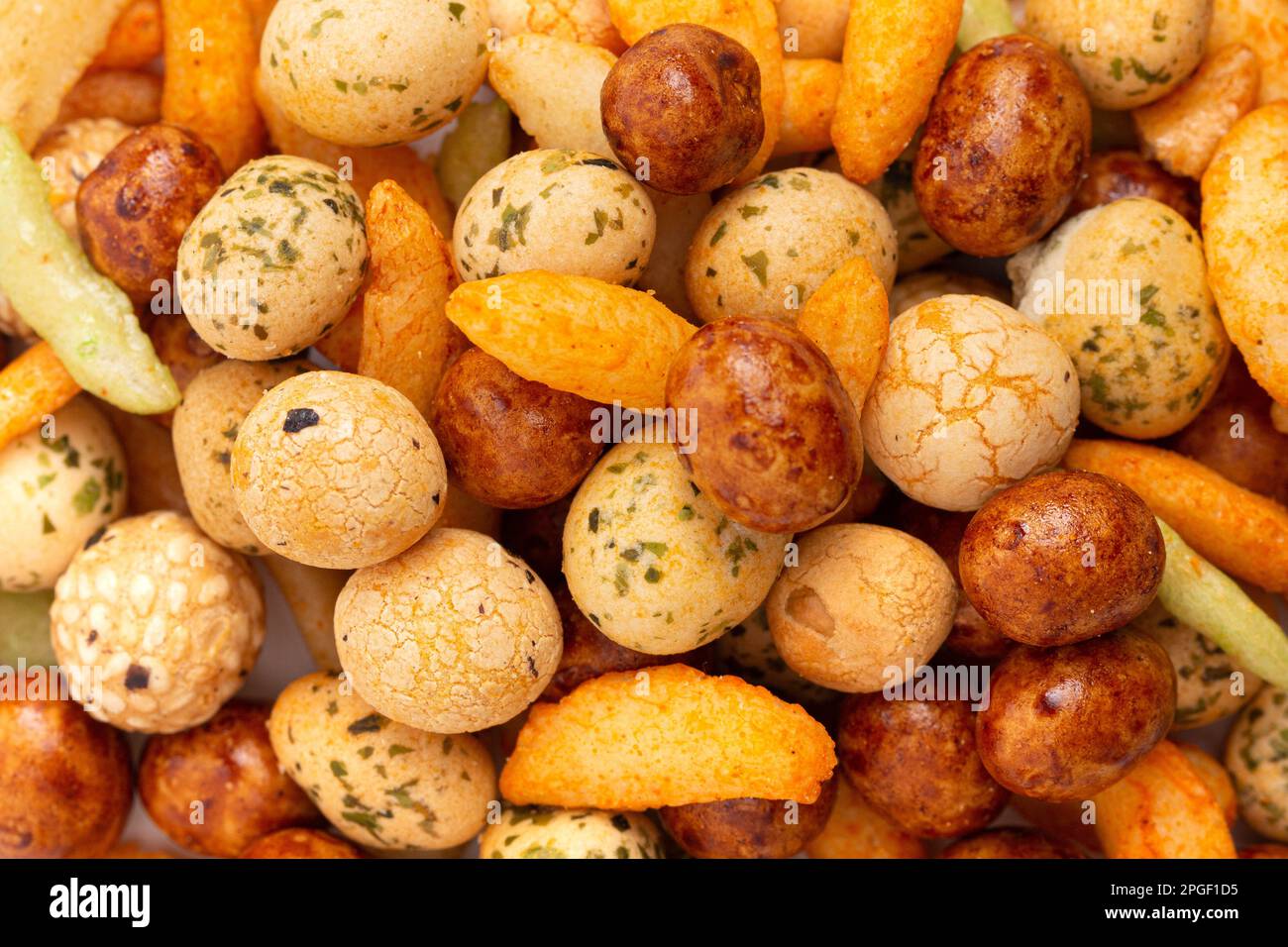 Background of Trail Mix of Various Rice Crackers a Spicy and Salty ...