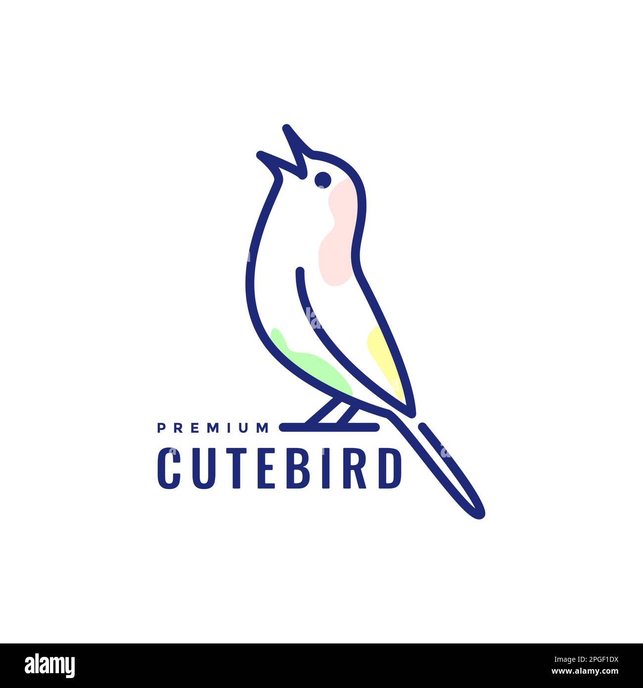 beauty bird perched canary sing line art modern abstract colorful logo design vector Stock ...