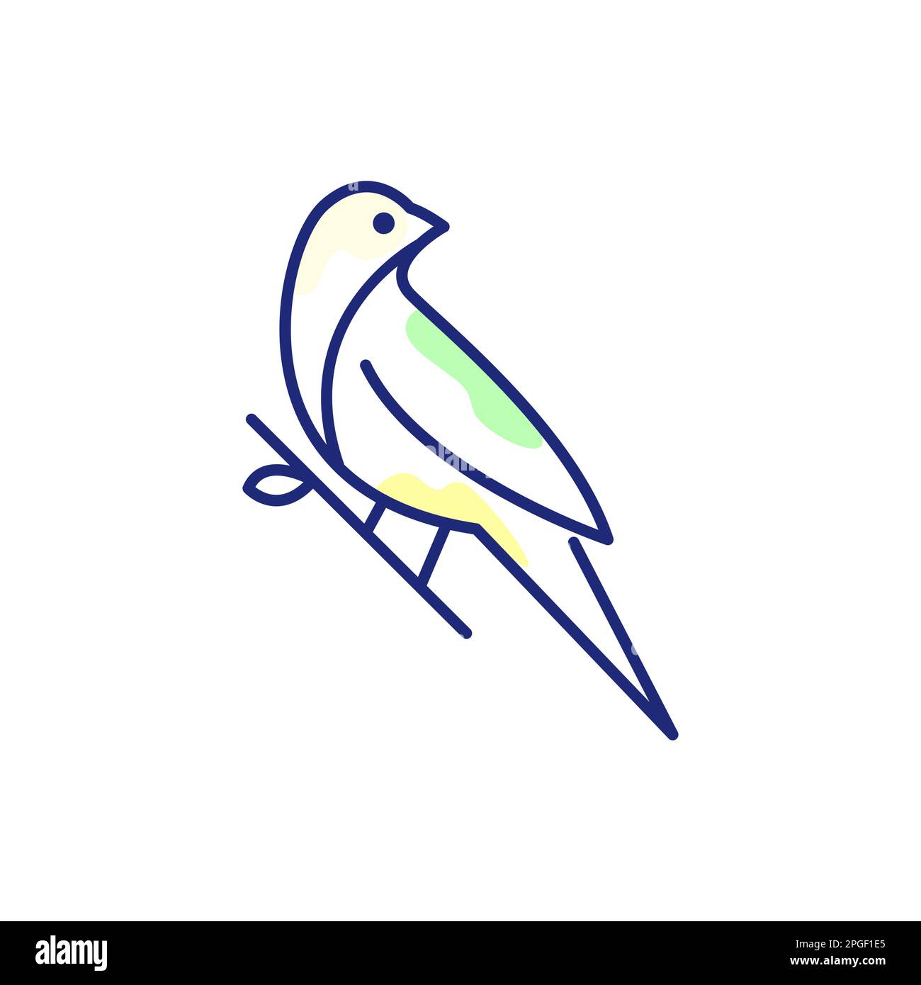 beauty bird perched twig canary line art modern abstract colorful logo design vector Stock ...