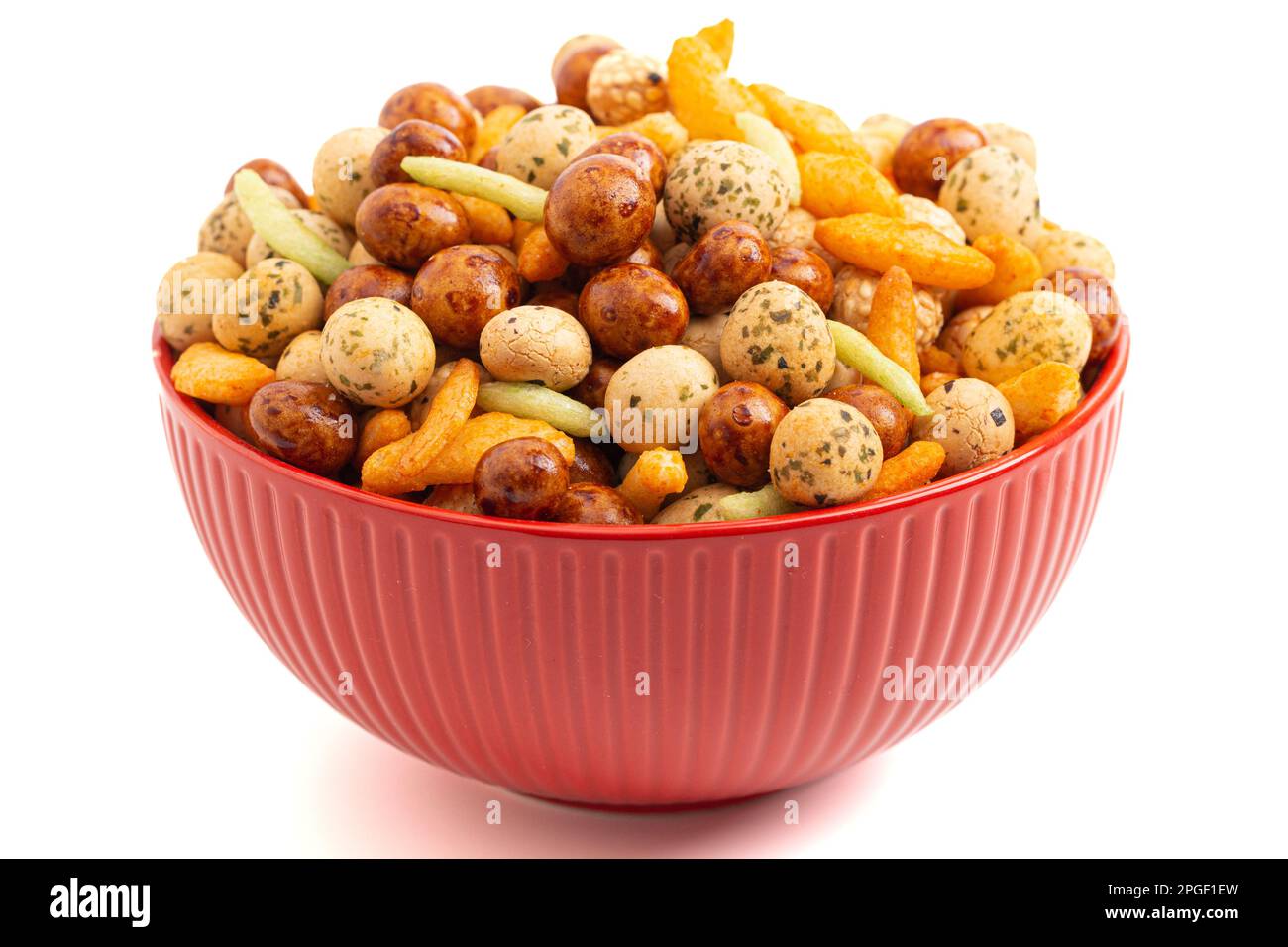 A Trail Mix of Various Rice Crackers a Spicy and Salty Snack Isolated ...