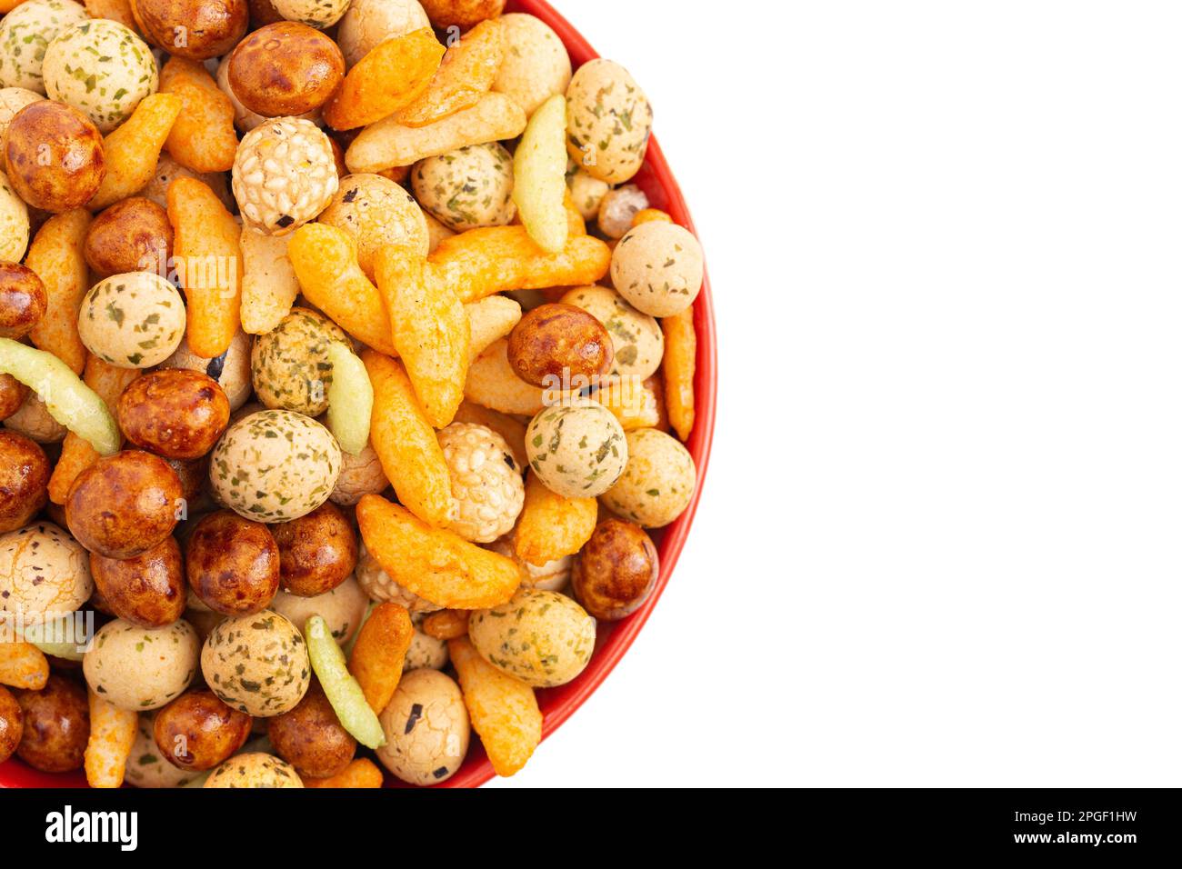 A Trail Mix of Various Rice Crackers a Spicy and Salty Snack Isolated ...