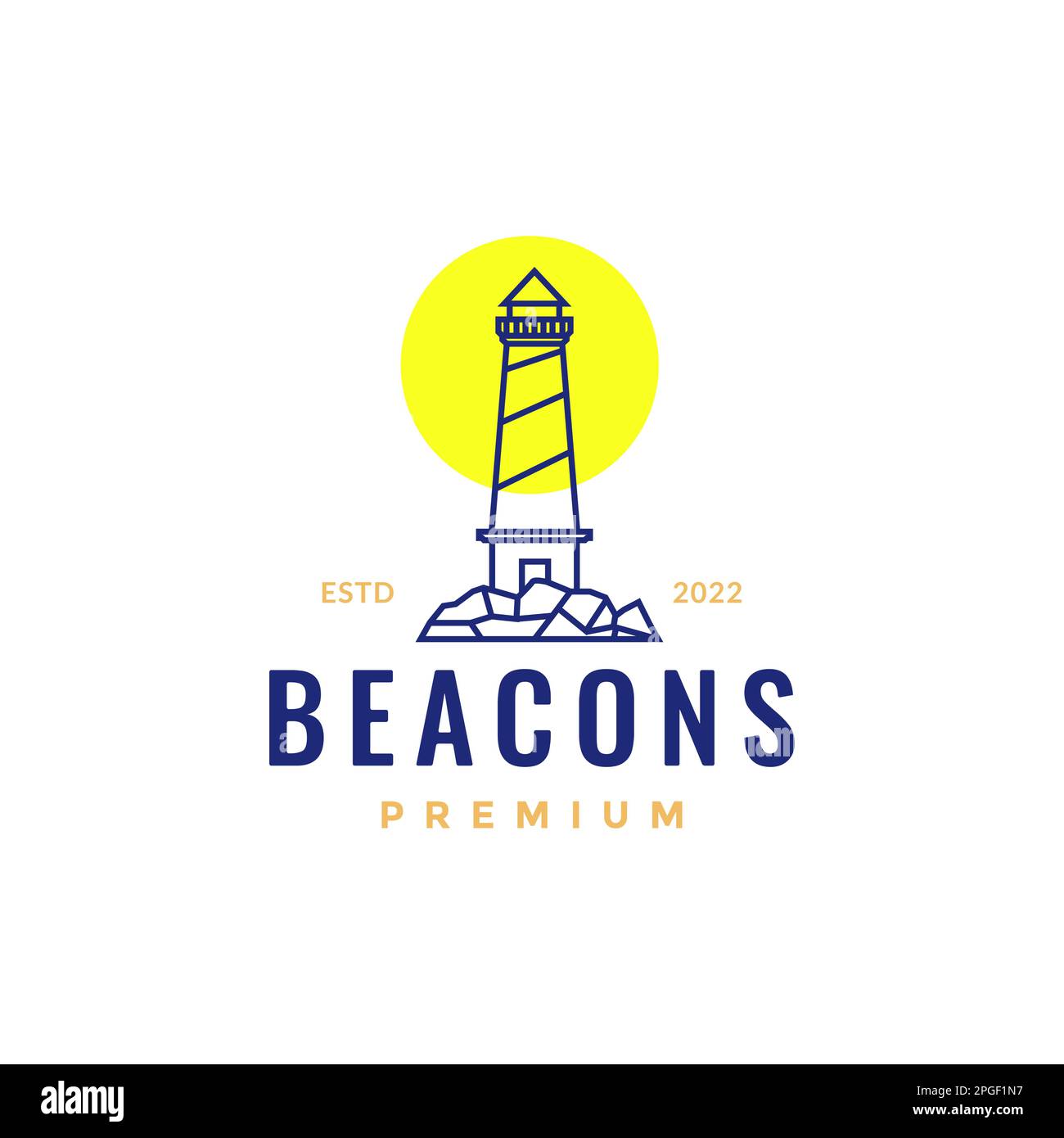 seashore beacons lighthouse shine light sea ocean line art minimal logo ...