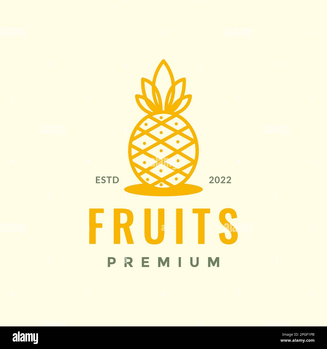 fresh fruit pineapple juice polygonal line minimal logo design vector ...