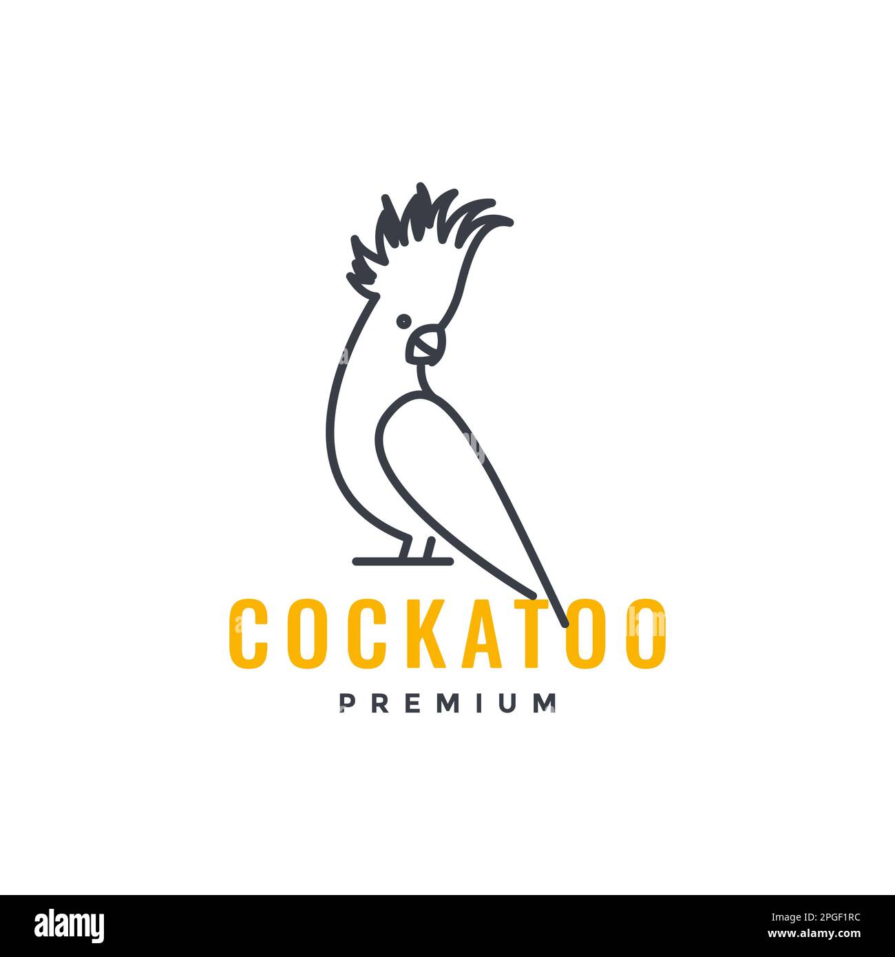 beauty bird cockatoo fur beak line art minimal logo design vector Stock ...