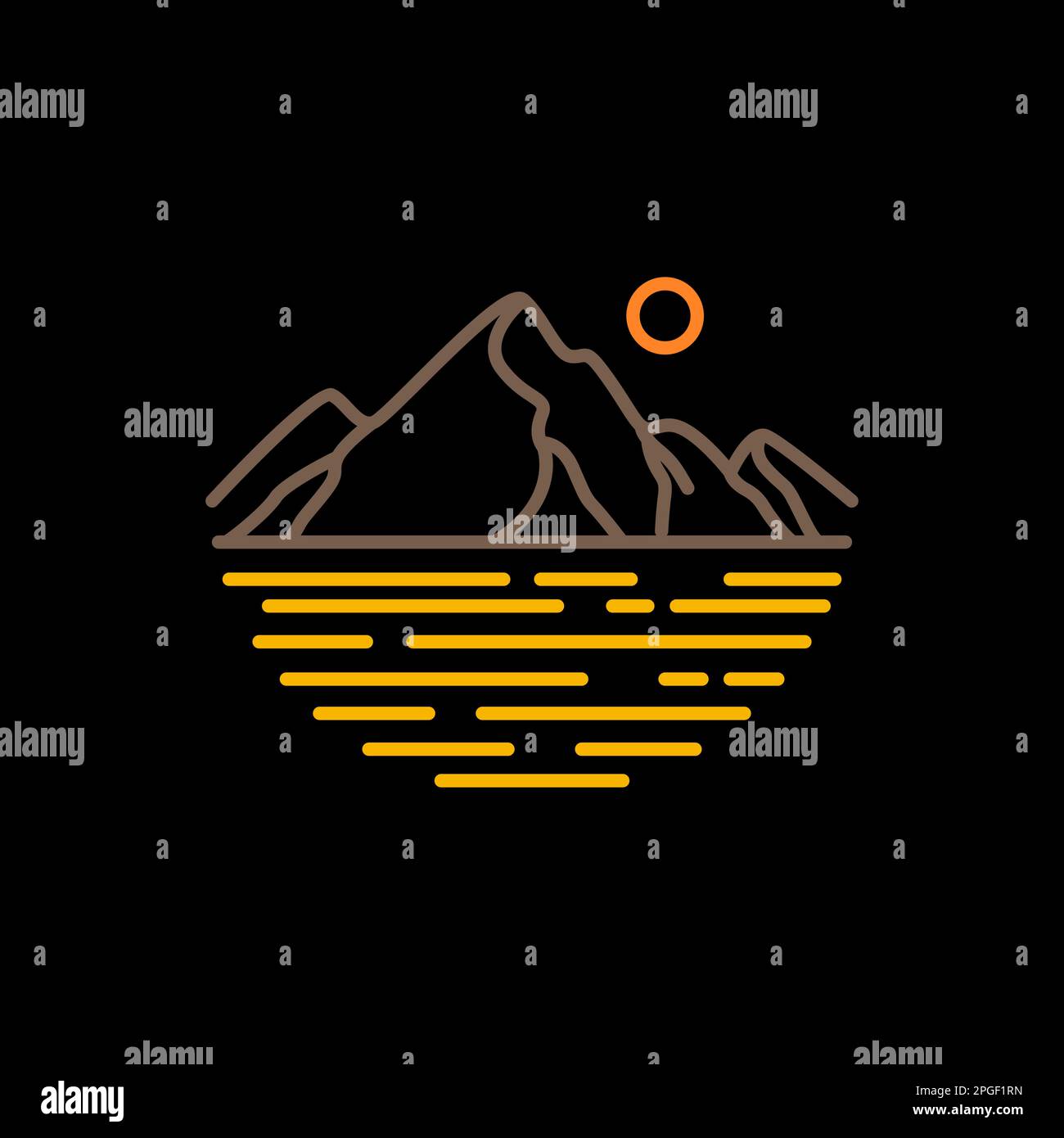 outdoor mountain water lake sea sunset line modern minimal logo design ...