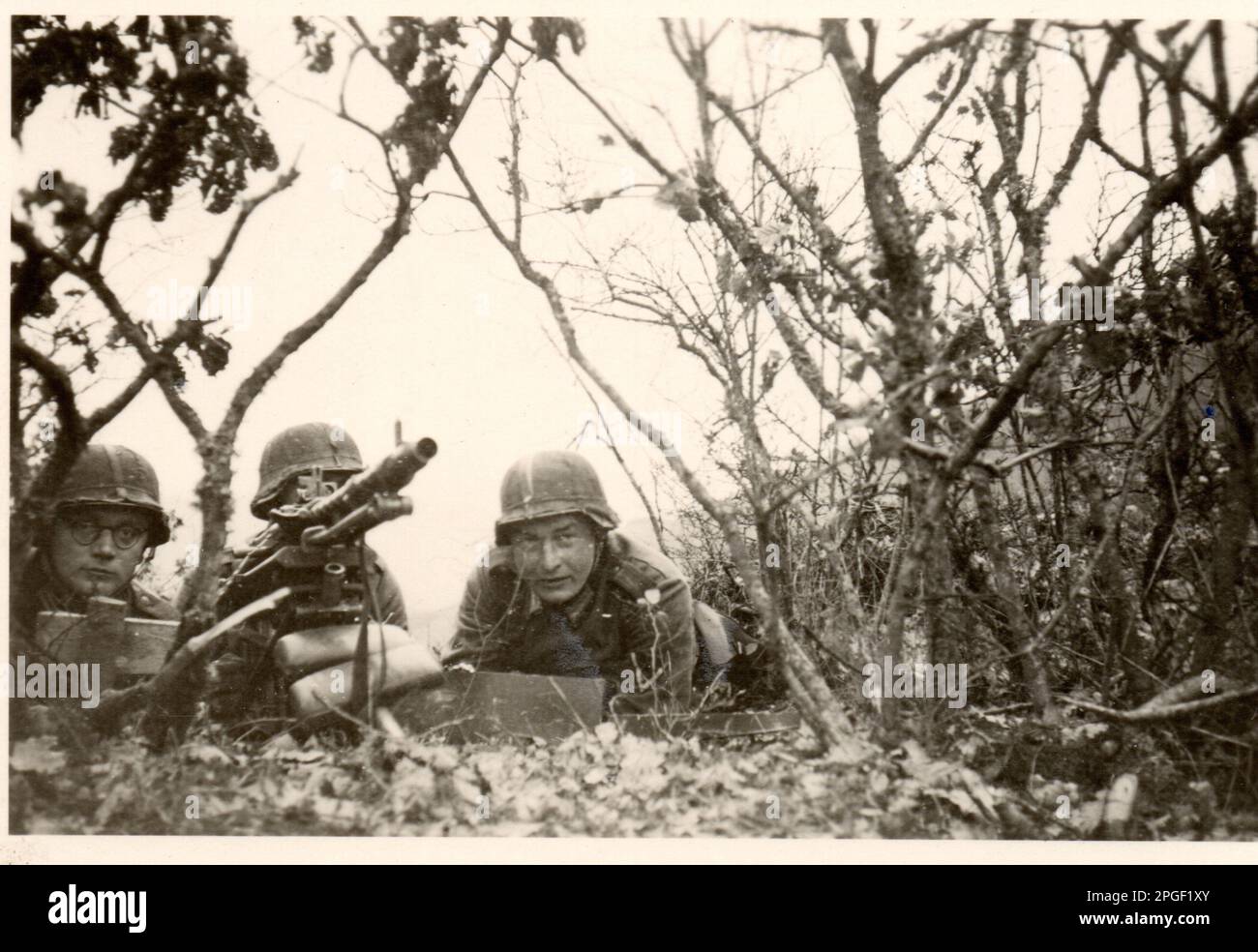 World War Two B&W photo German Army Mg Crew in France 1940 Stock Photo ...