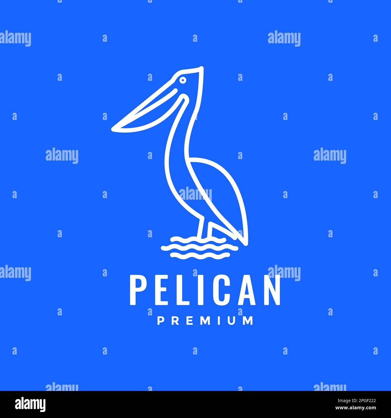 long beak animal bird pelican hunt fish lake minimal modern logo design ...