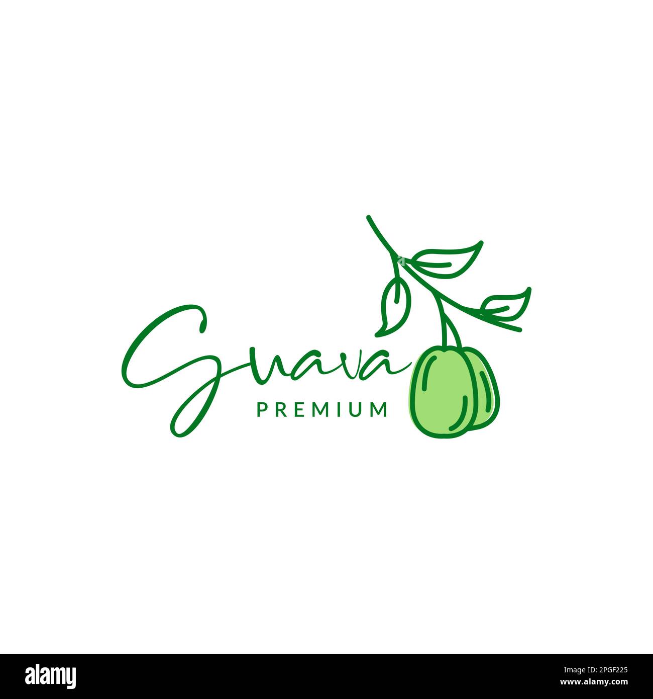 fresh fruit green guava juice line art feminine modern logo design ...