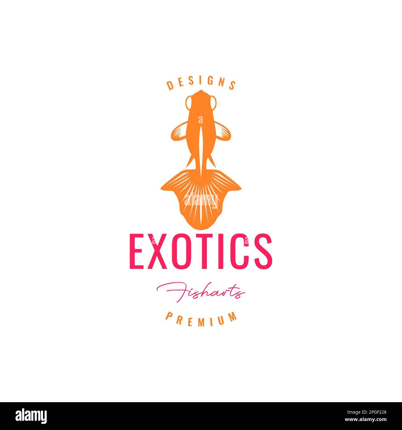 exotic fish aquarium goldfish fat fish beauty water logo design vector ...