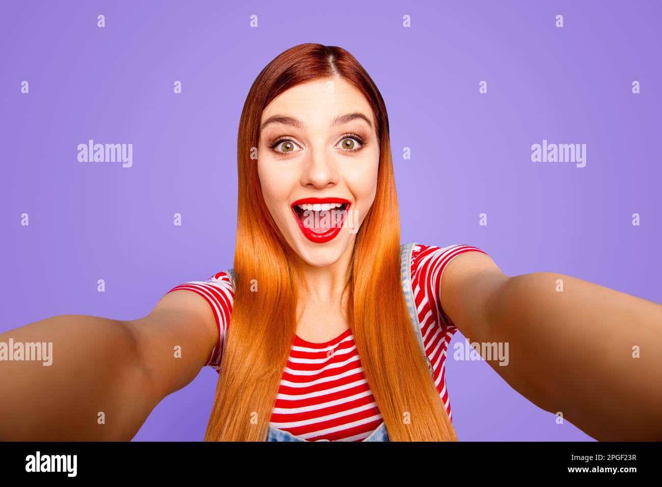 Hey how are you there Close up studio photo portrait of pretty funny ...