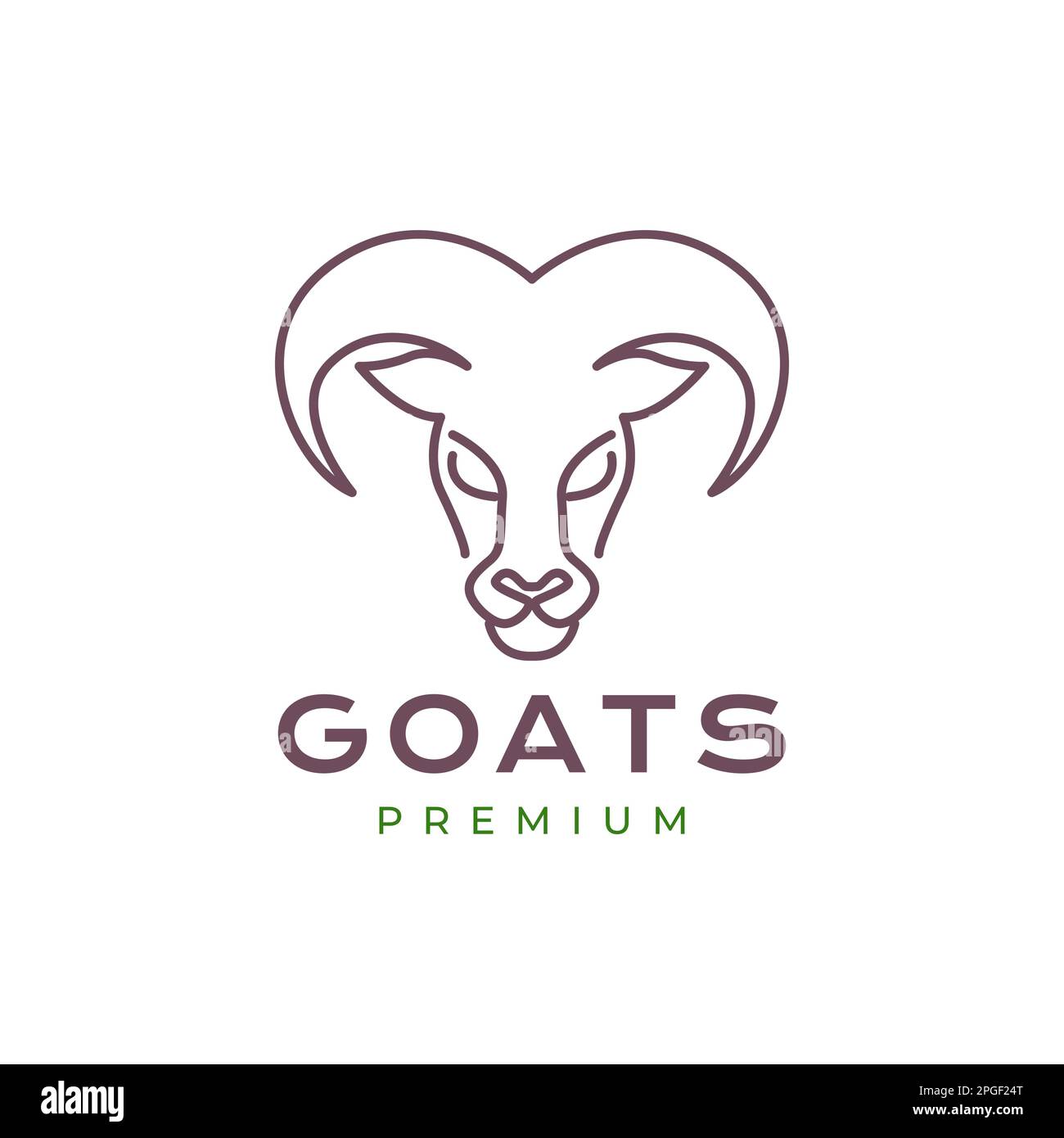 animal cattle livestock head goat rounded horn lamb line logo design ...