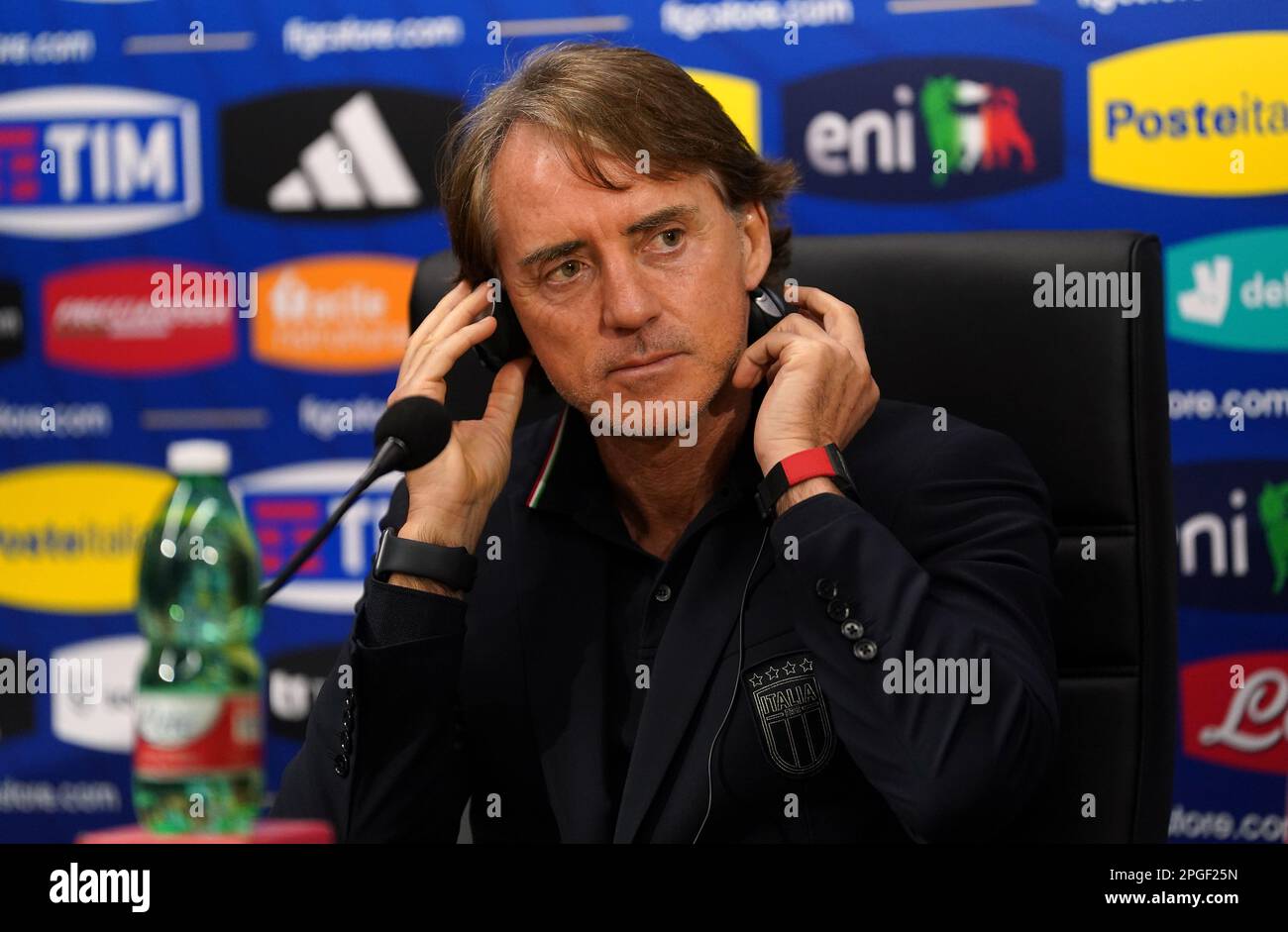Italy manager Roberto Mancini during a press conference at the Diego ...