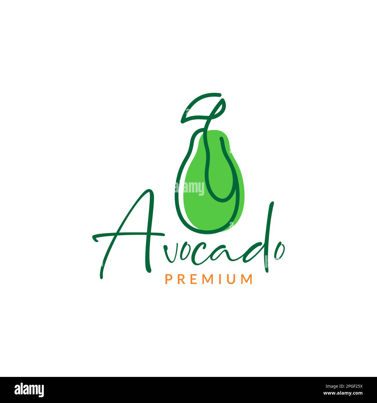 fruit fresh avocado line art modern feminine juice logo design vector ...