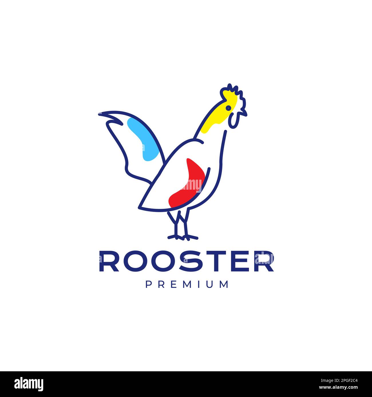 chicken rooster poultry modern line art abstract colorful logo design ...
