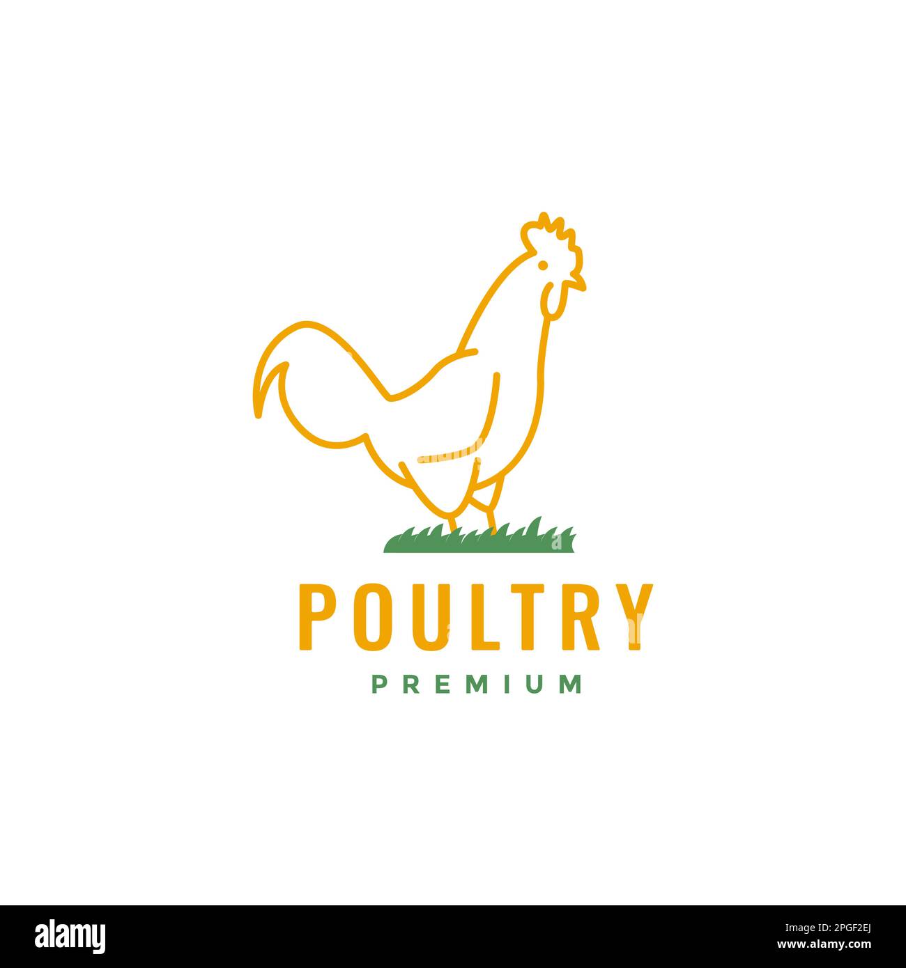 poultry grass chicken rooster line art modern simple logo design vector ...