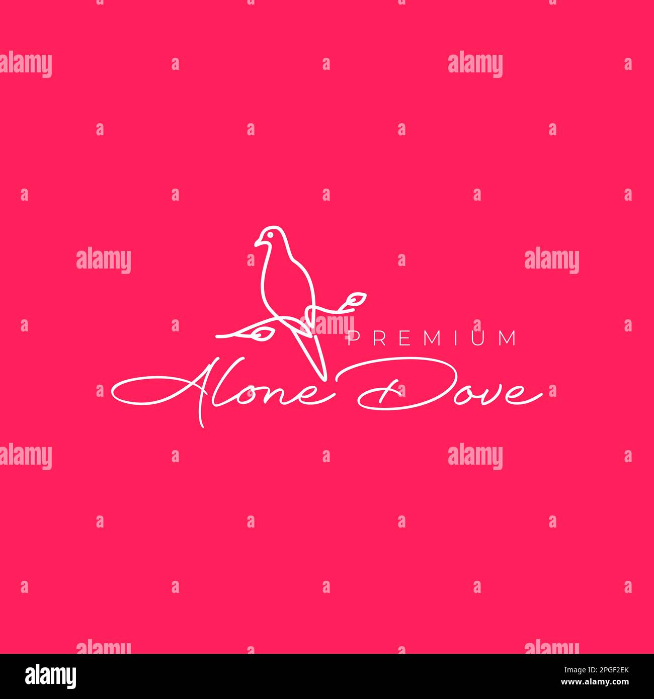 alone dove pigeon perched branch leaf tree line art feminine modern ...