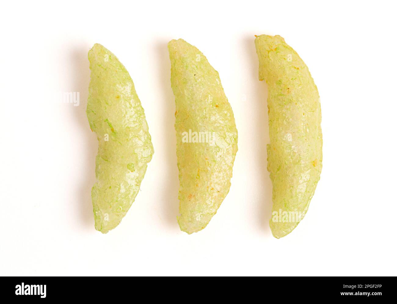Green Wasabi Rice Crackers Isolated on a White Background Stock Photo ...