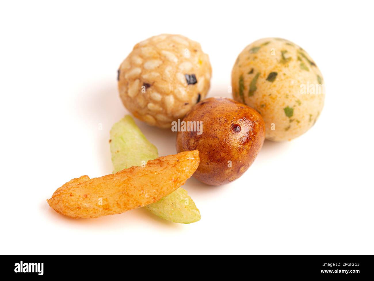 A Trail Mix of Various Rice Crackers a Spicy and Salty Snack Isolated ...