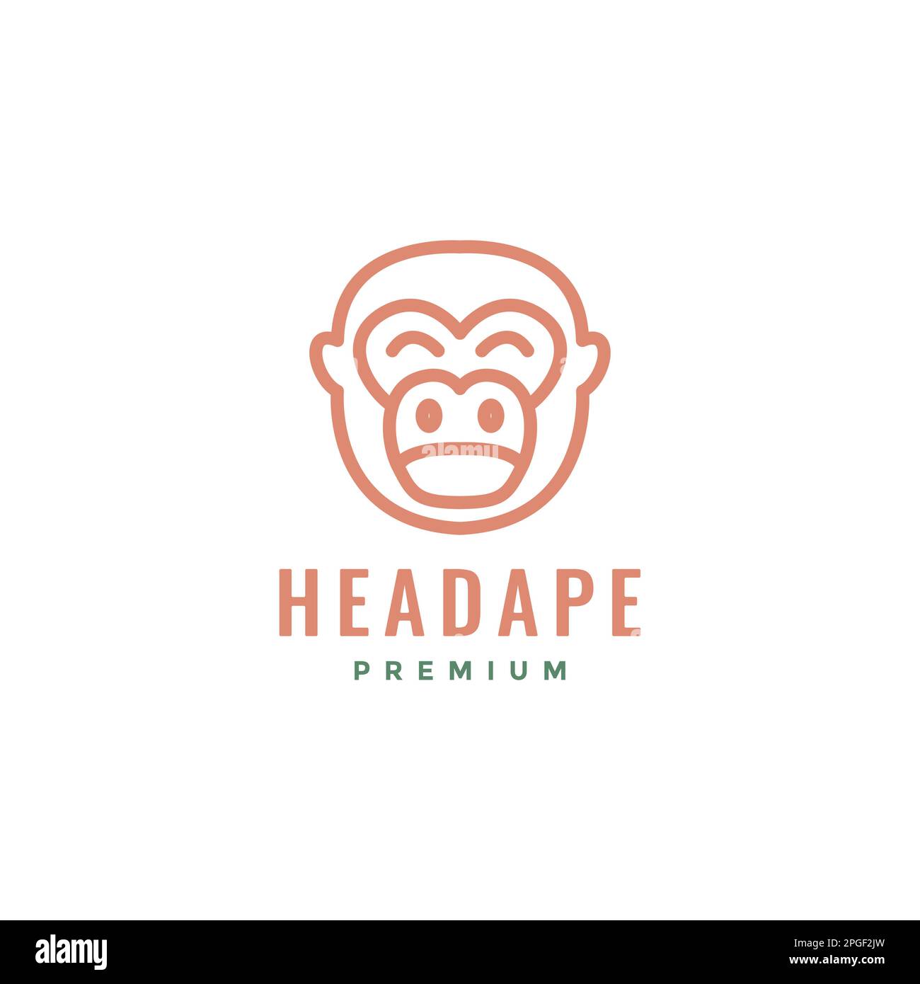 head primate ape monkey face mascot smile cute line simple logo design ...