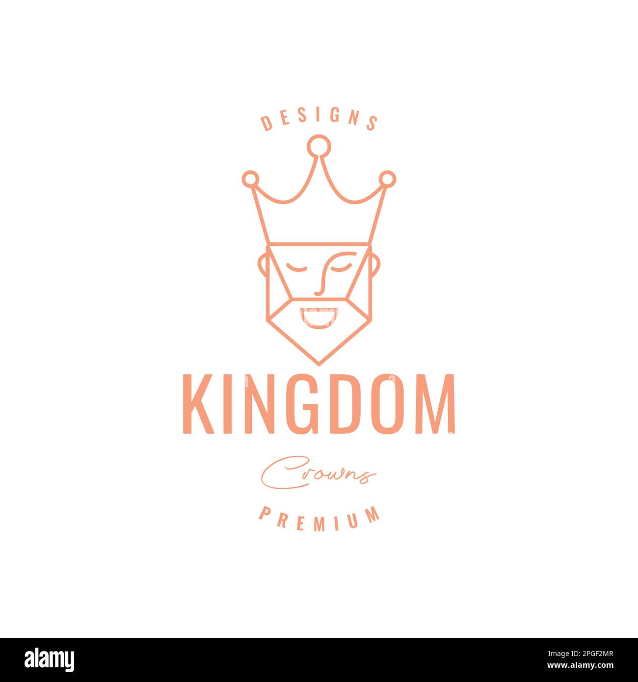 mascot cartoon face king kingdom crown smile line art logo design ...