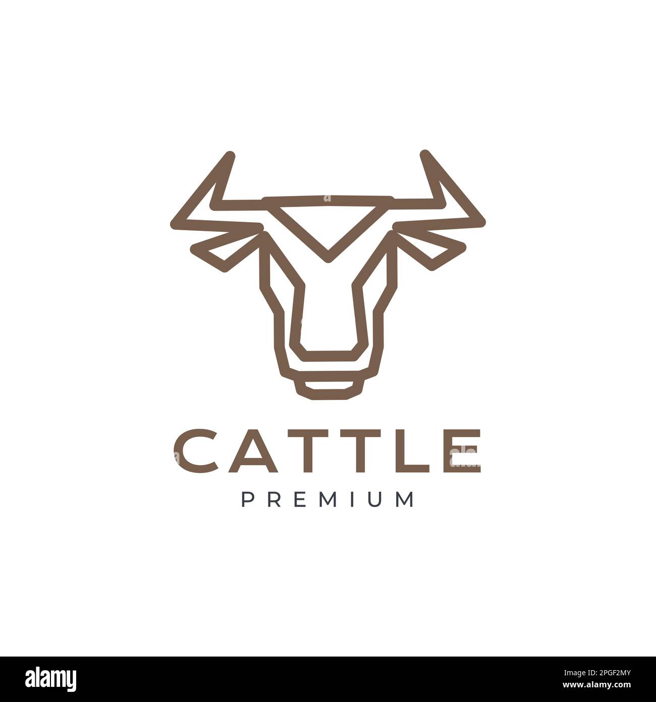 cattle livestock animal horned head cow polygonal line art logo design vector Stock Vector Image ...