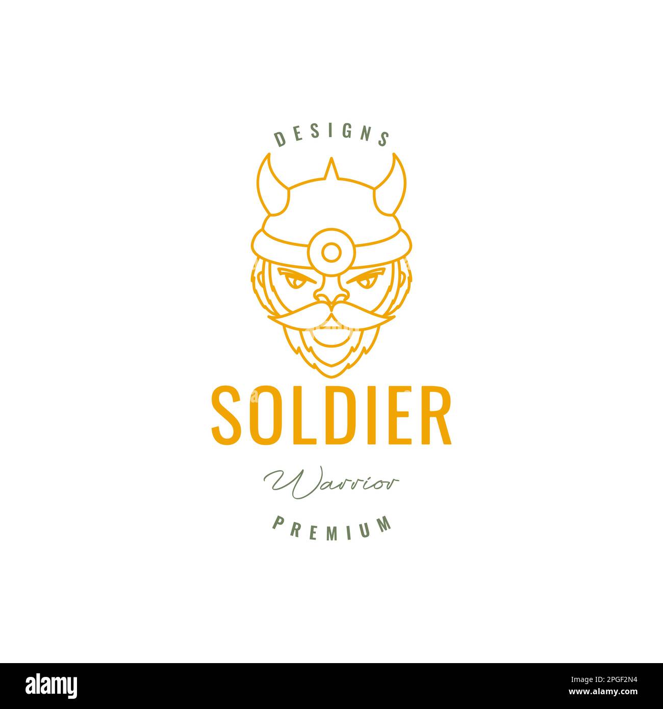 mascot cartoon old man soldier warrior old legend helmet horn line logo ...