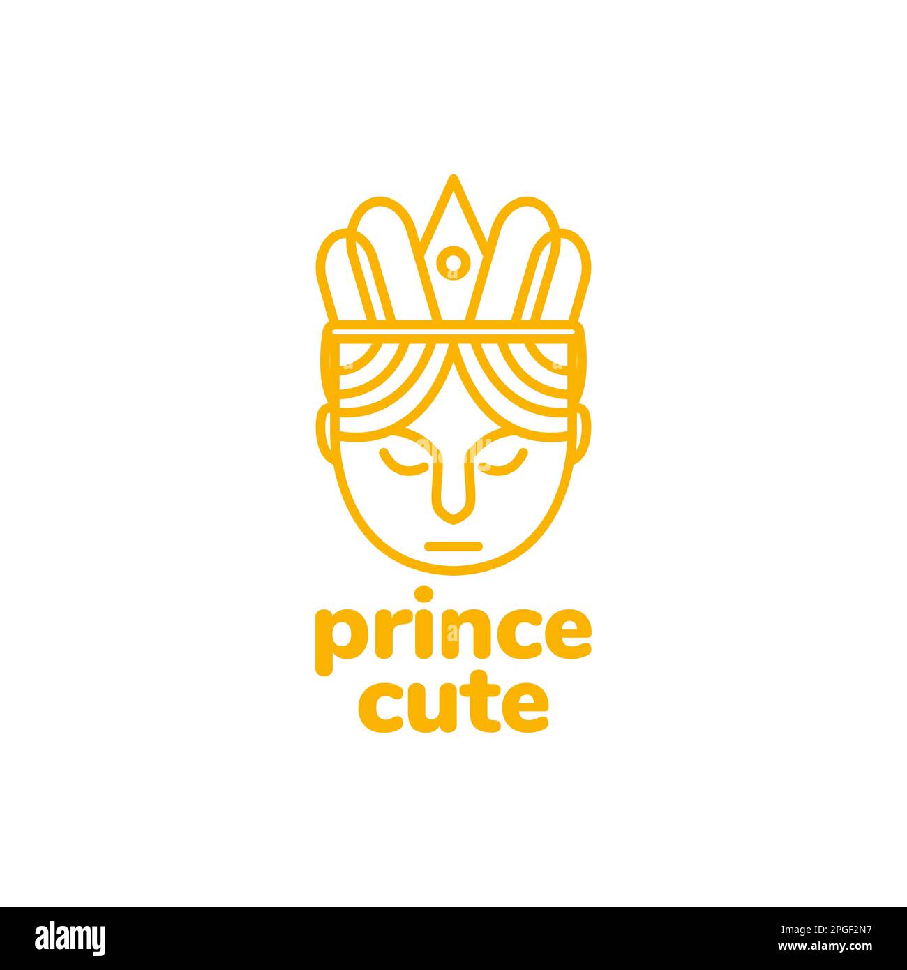mascot cartoon head prince kingdom crown line minimal logo design ...