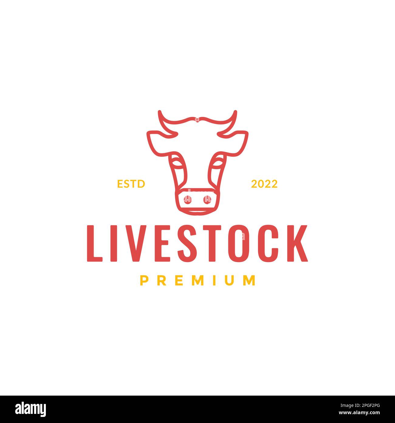 head cow cattle livestock beef milk line art minimal logo design vector ...