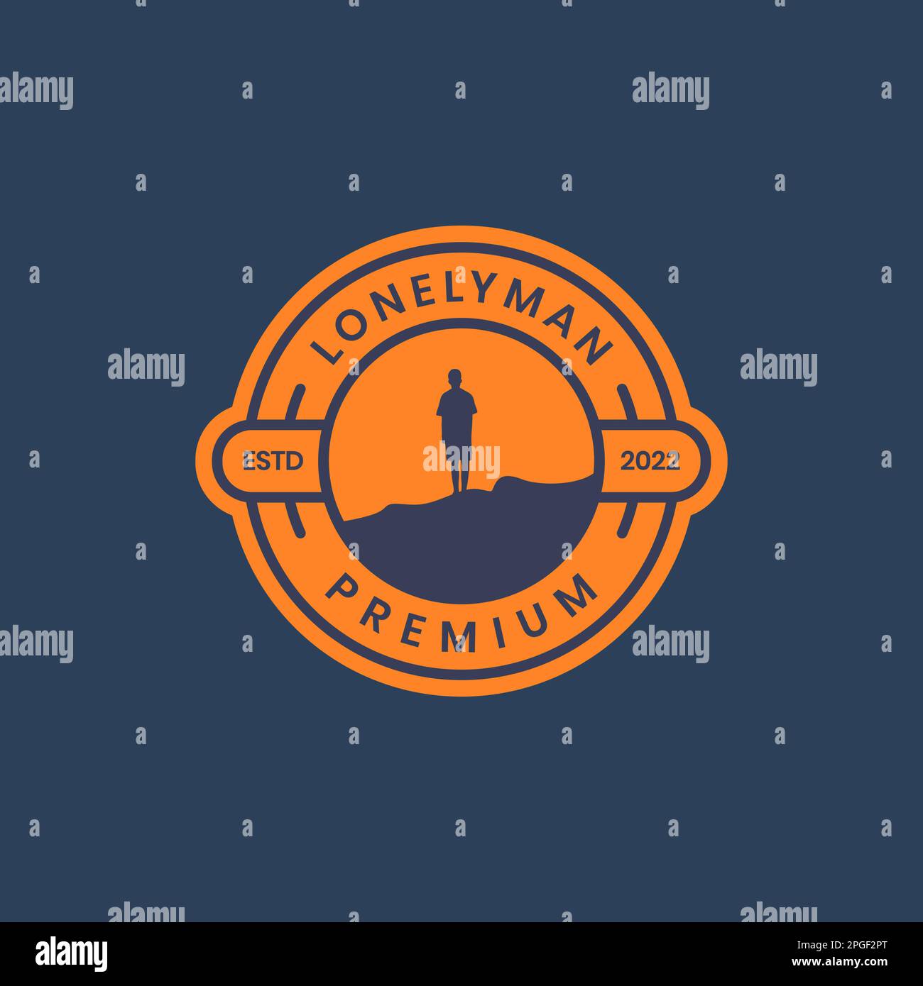 alone young man summit isolated dream circle badge vintage logo design ...