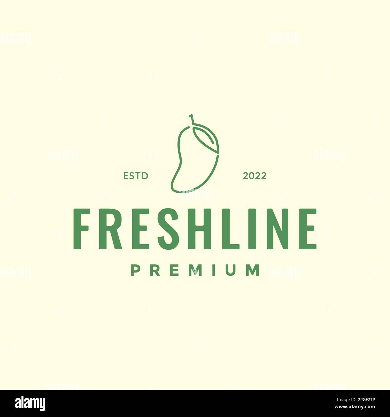 fruit fresh mango juice simple shape minimal line logo design vector ...