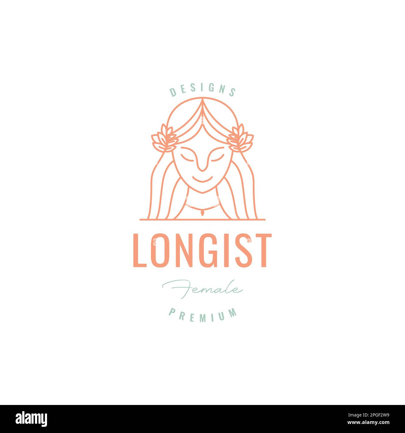 longest hair care treatment salon care women mascot line feminine logo ...