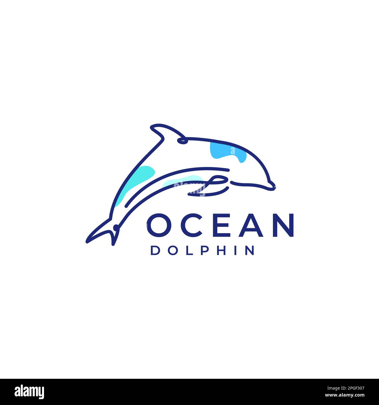 ocean sea fish dolphin beauty line art modern abstract colorful logo ...