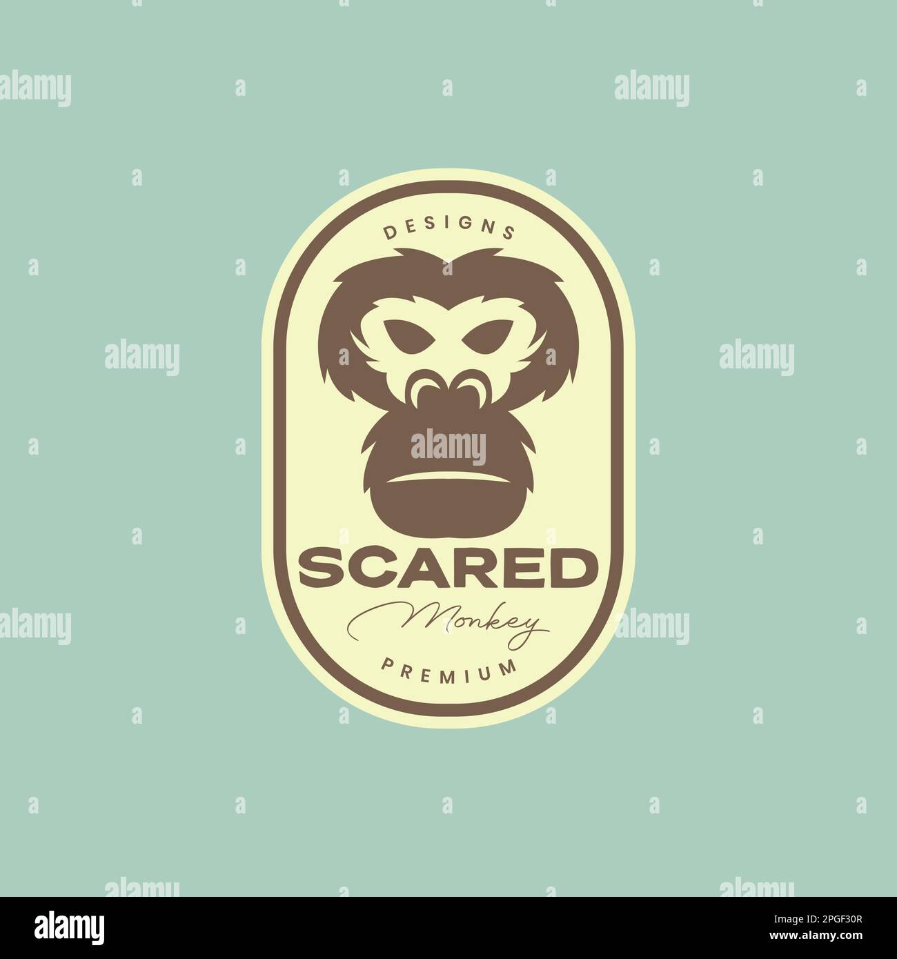 head old face monkey ape primate forest badge vintage logo design ...