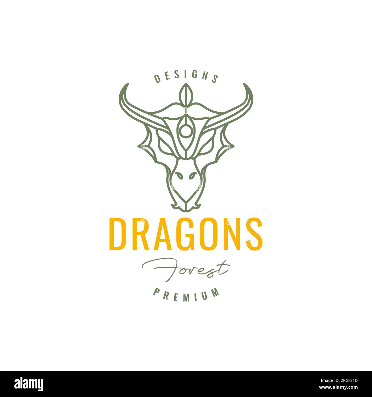 ancient animal creature legend myth dragon head line minimal logo ...