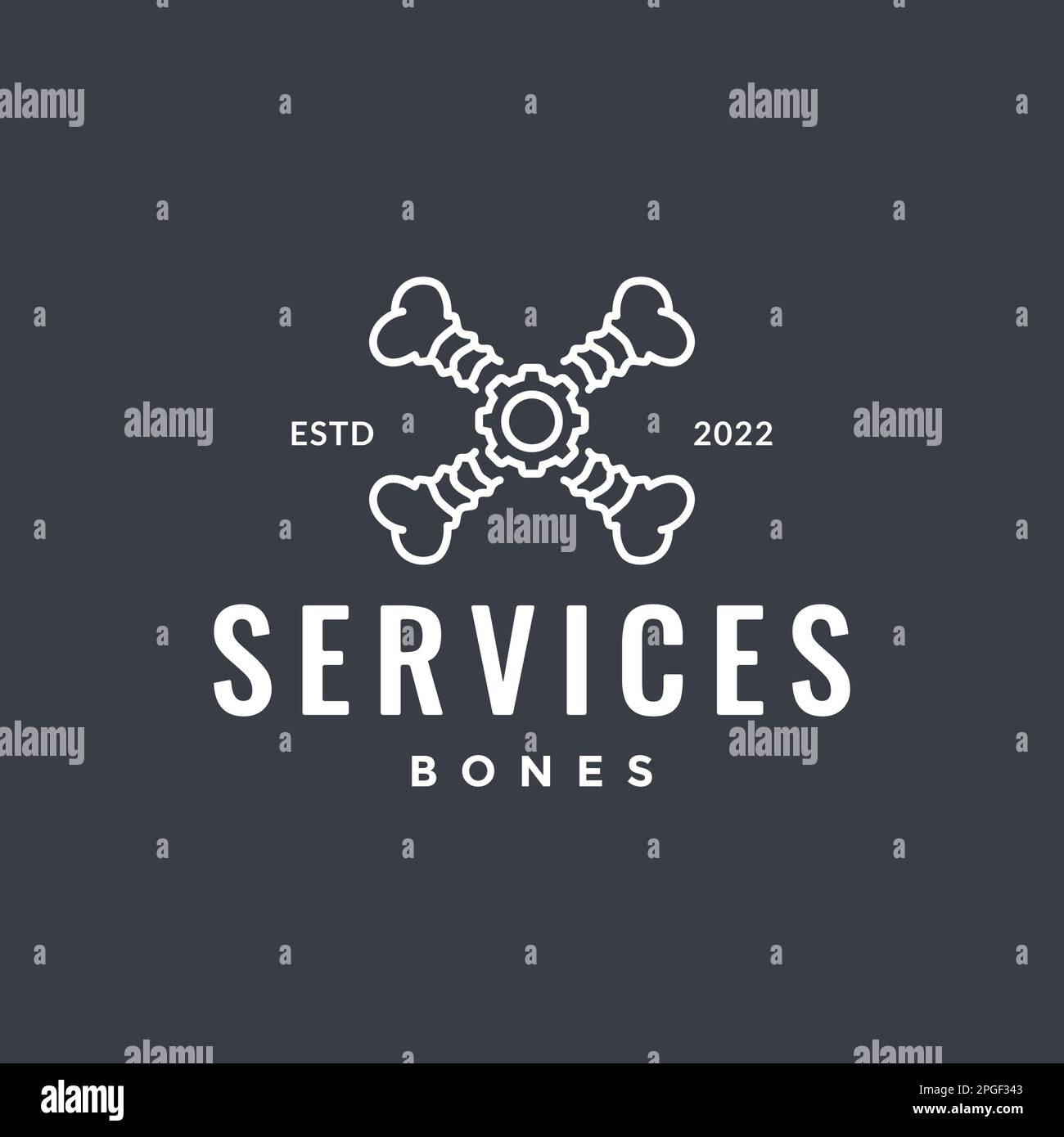 cross bones gear services line minimal logo design vector Stock Vector ...
