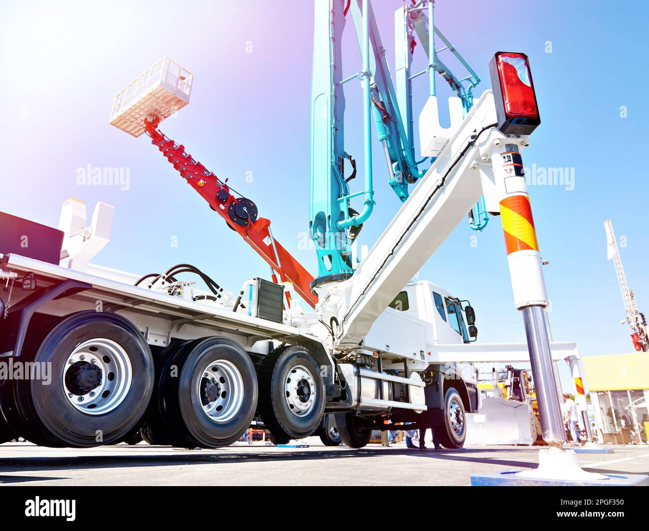 Hydraulic support for truck construction concrete pump Stock Photo - Alamy