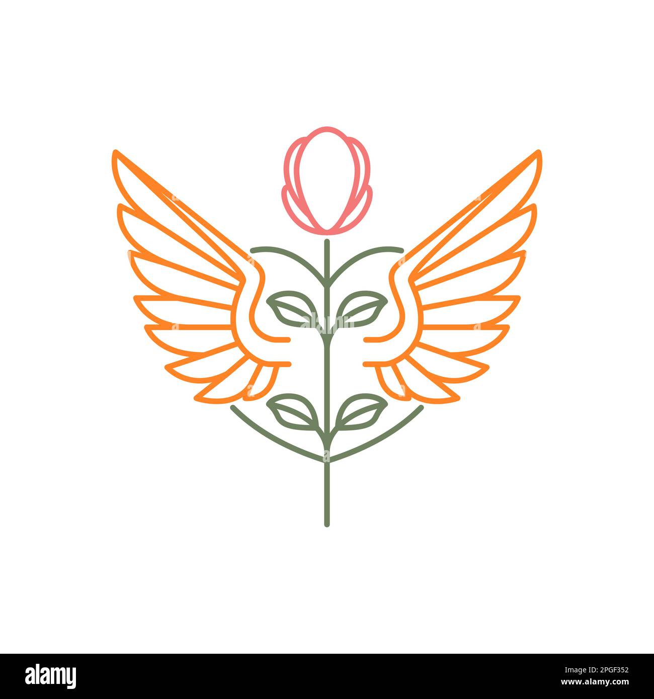 feminine flower rose love heart wings angel minimal modern logo design ...
