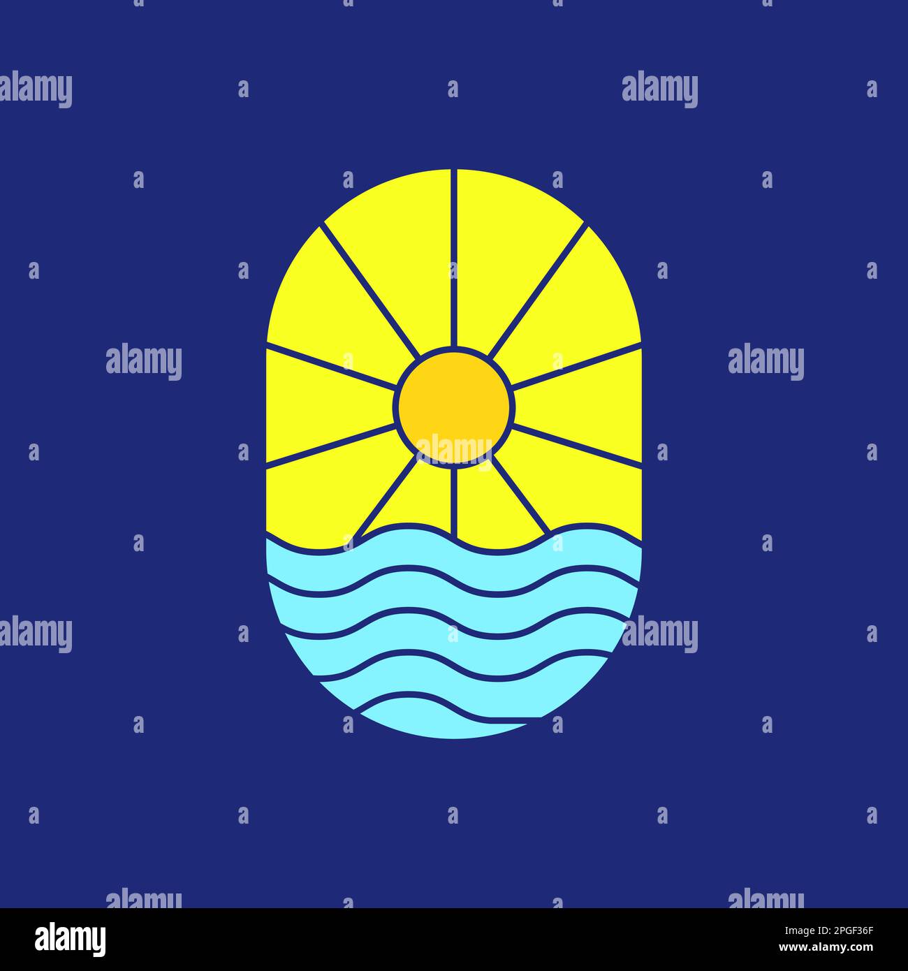 shine sun water sea modern minimal badge colorful abstract logo design ...
