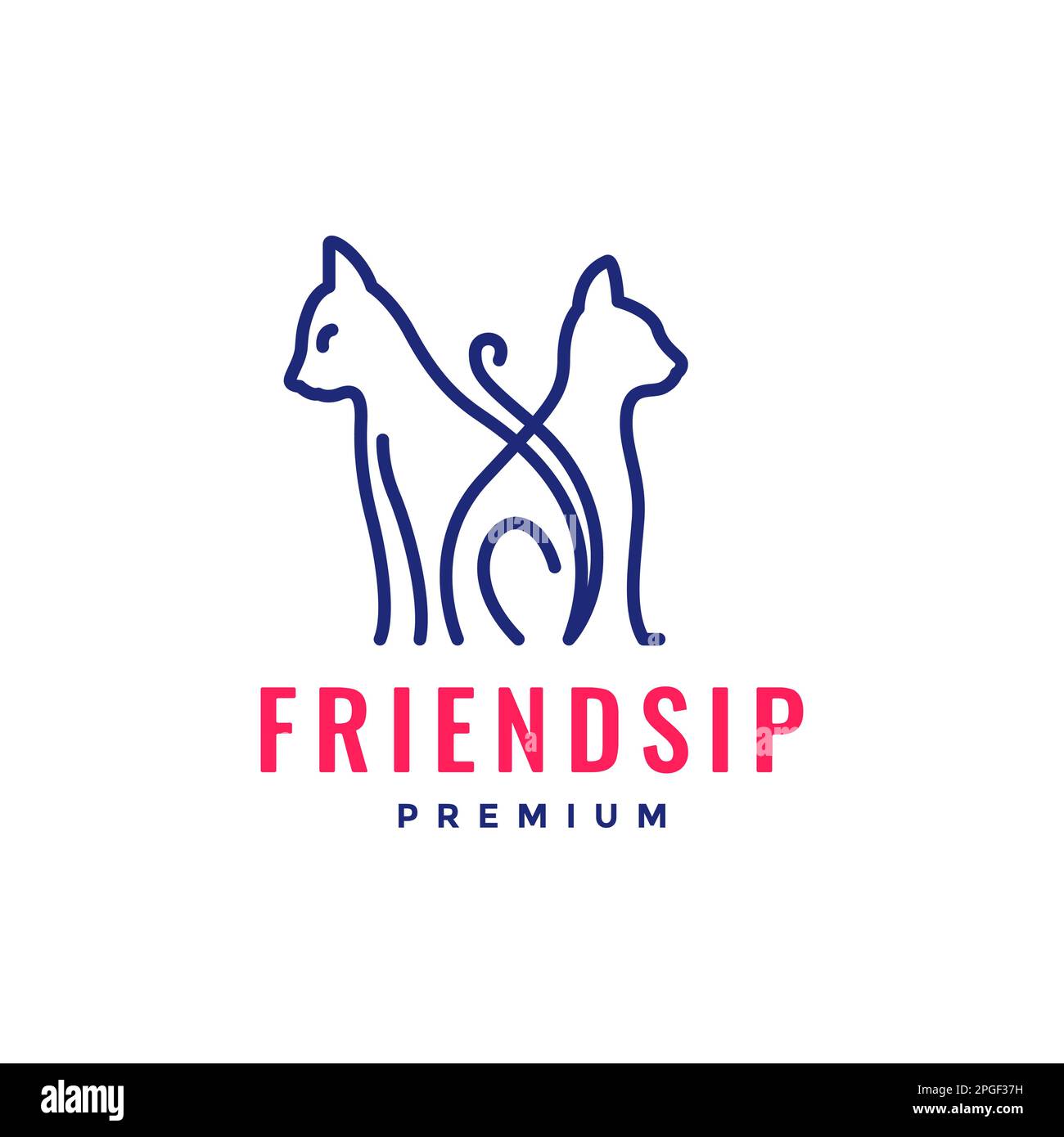 pets cat kitty kitten friend line art modern minimal logo design vector ...