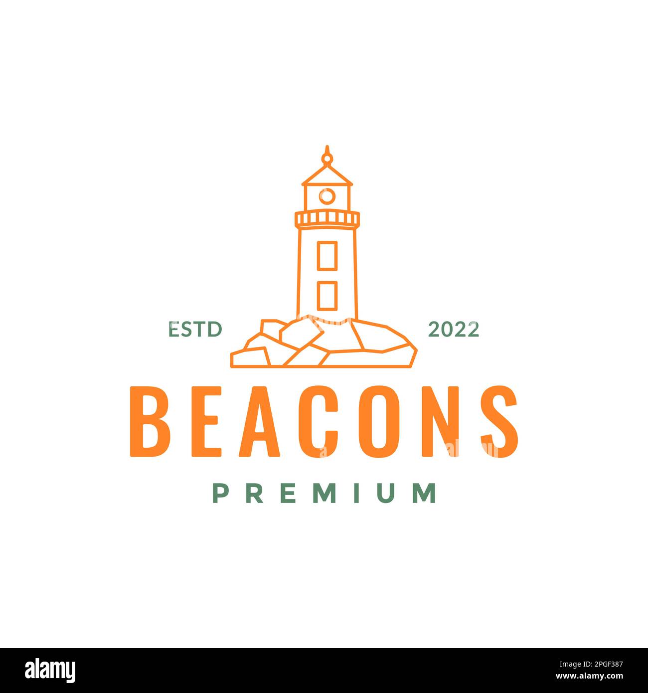 beacons lighthouse sea ocean line minimal hipster logo design vector ...
