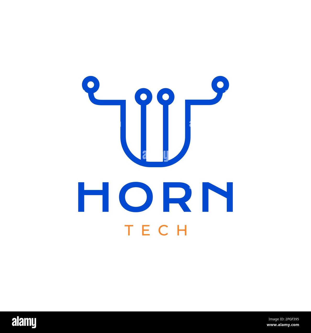 horn animal technology line dots connect modern minimal logo design ...