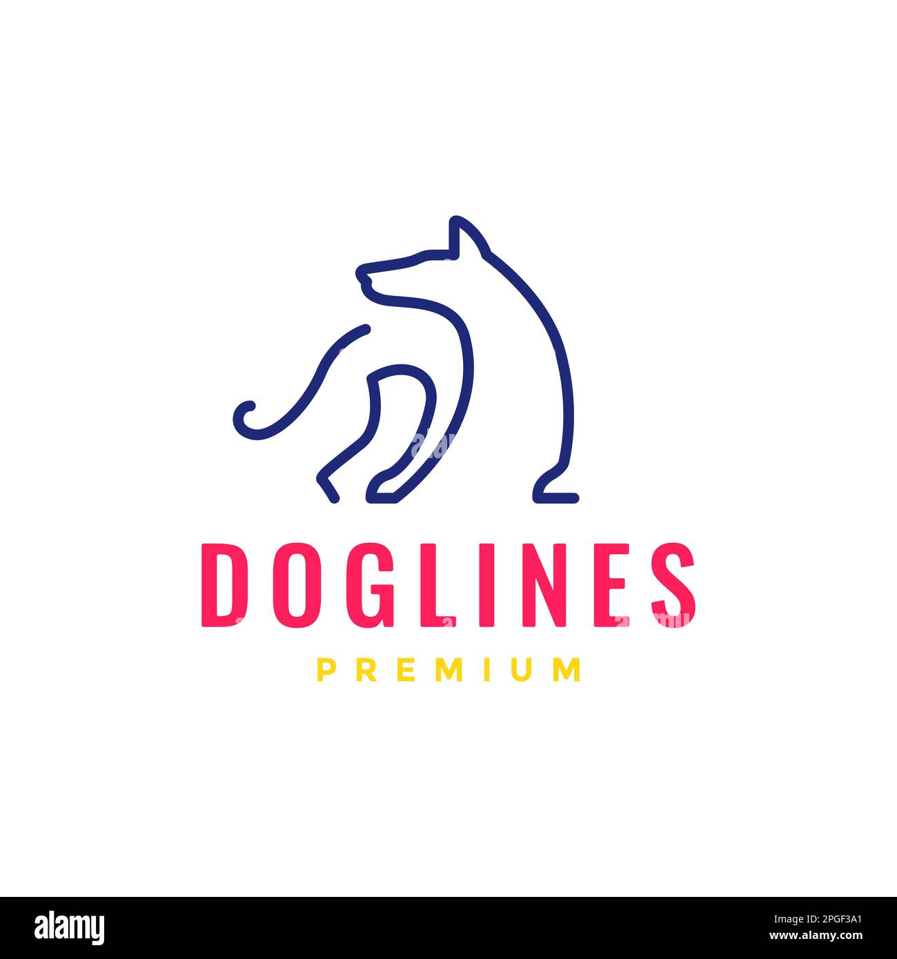pets dog puppy canine modern line shape simple unique logo design ...