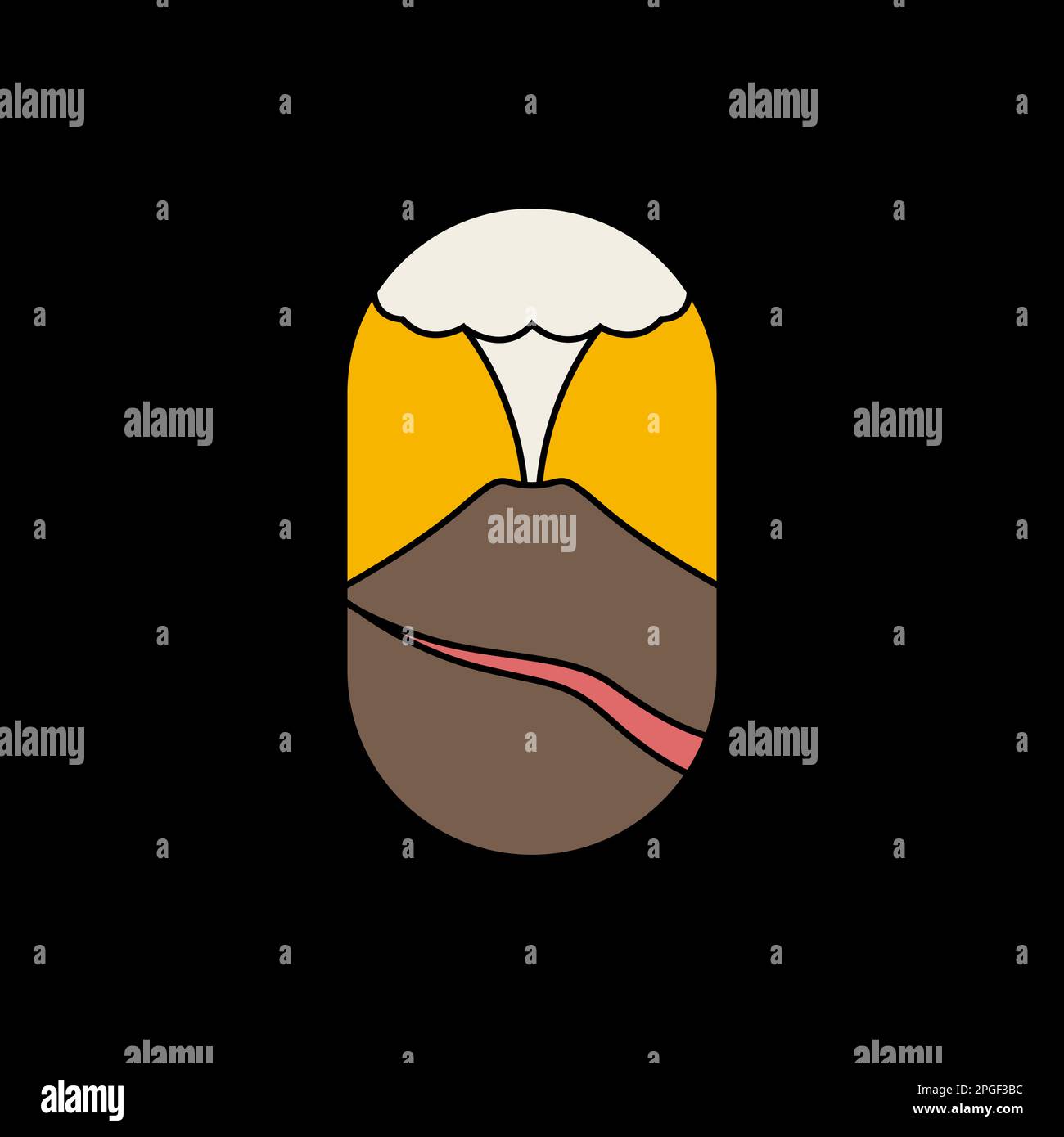 nature outdoor mountain volcano eruption badge modern logo design ...