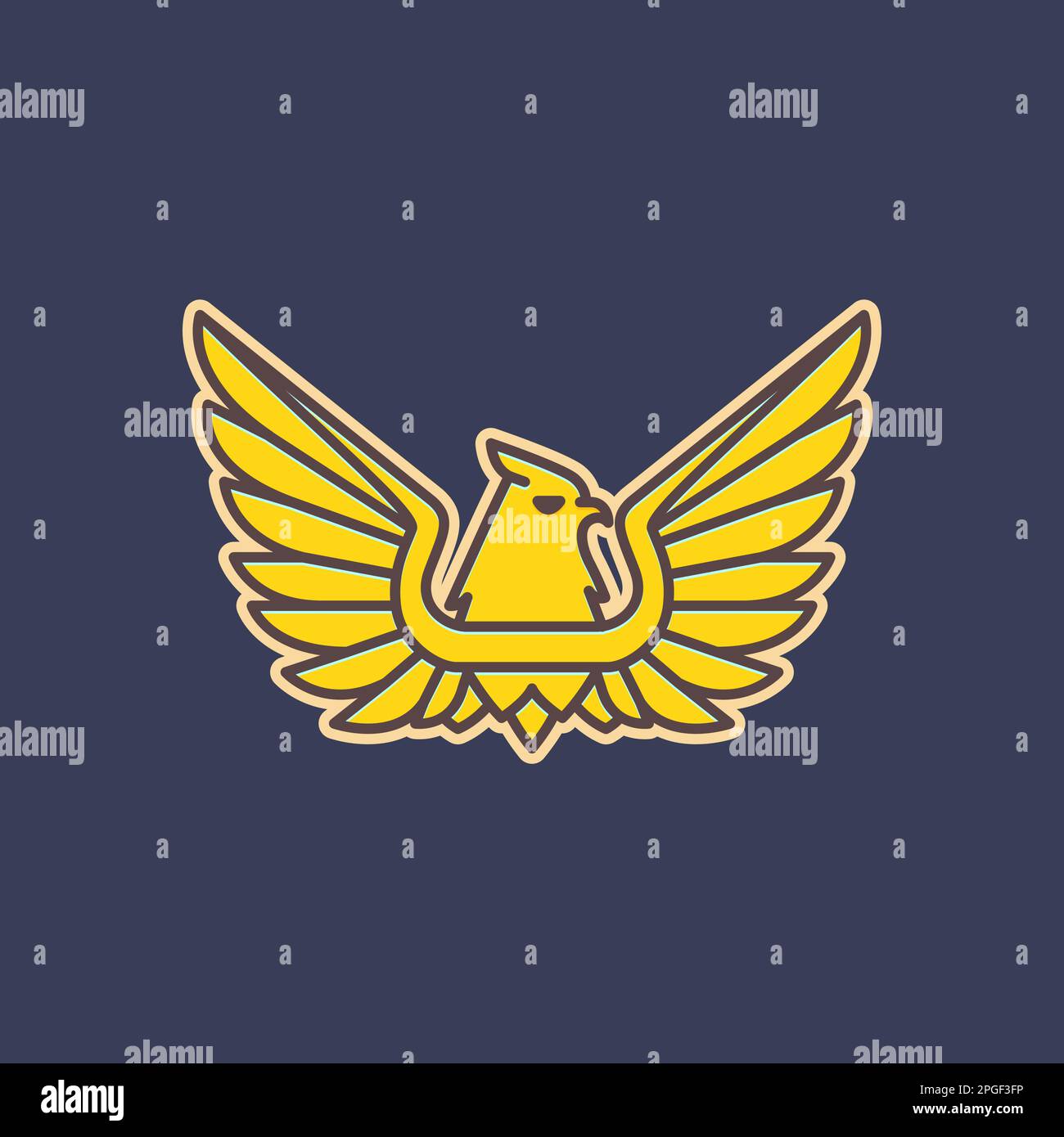 animal bird carnivore eagle wings modern flat sticker colorful logo ...