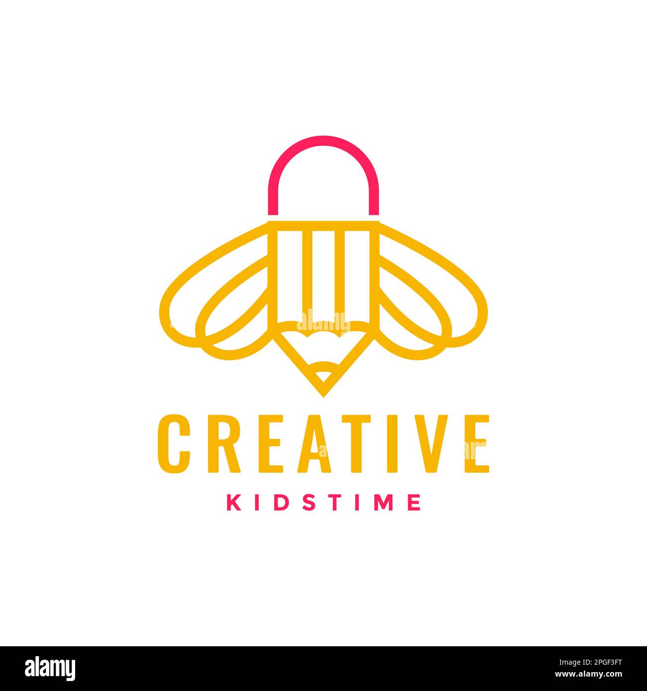 pencil creative kids ideas insect bee wings geometric modern logo ...