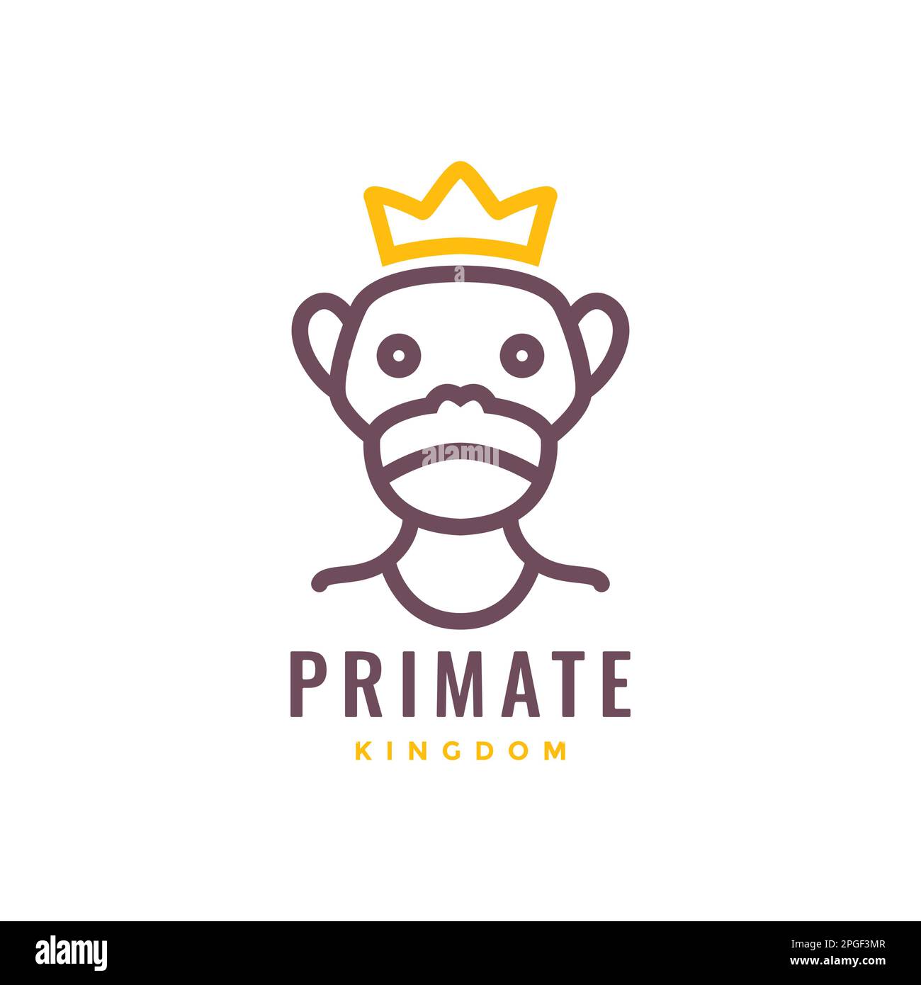 animal primate ape monkey crown cartoon mascot line art logo design ...