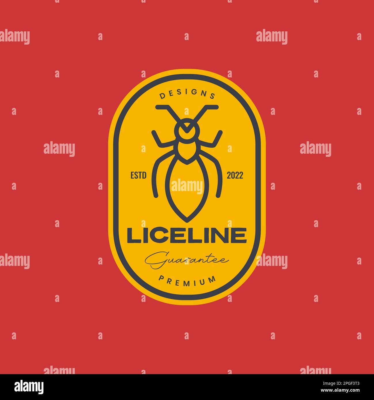 animal insect lice line minimal badge vintage logo design vector Stock ...