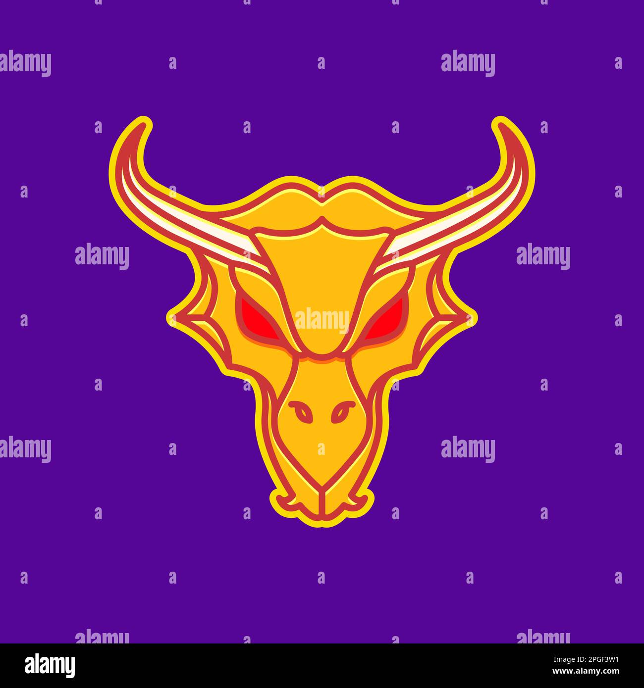 dragon head horned myth legend creature colorful sticker logo design ...